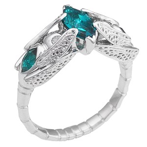 Emerald Dragonfly Engagement Ring