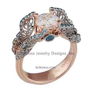 Butterfly Fishtail Pave Engagement Ring Shown in Rose Gold