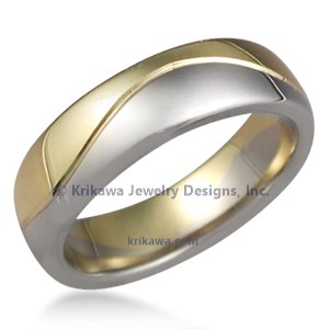 Two Tone Wave Wedding Band