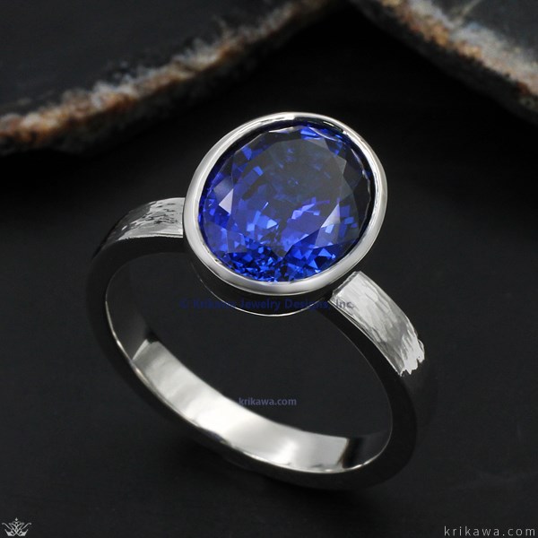 Full Bezel Hammered Engagement Ring