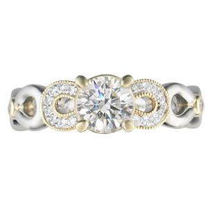 Carved Infinity Pave Engagement Ring