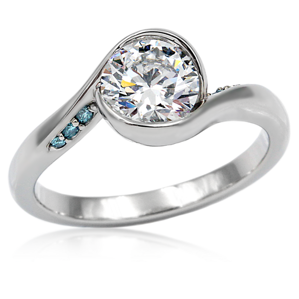 Angular Carved Wave Engagement Ring