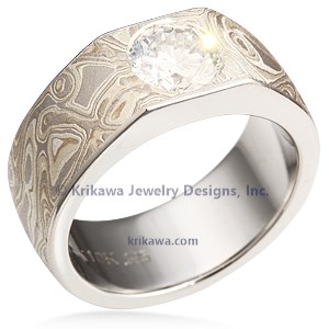 Mokume Straight Flush Engagement Ring
