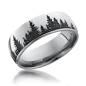Carved Forest Tree Wedding Band