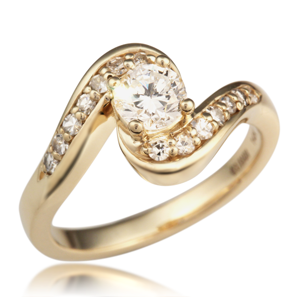 Carved Wave Engagement Ring Mounting