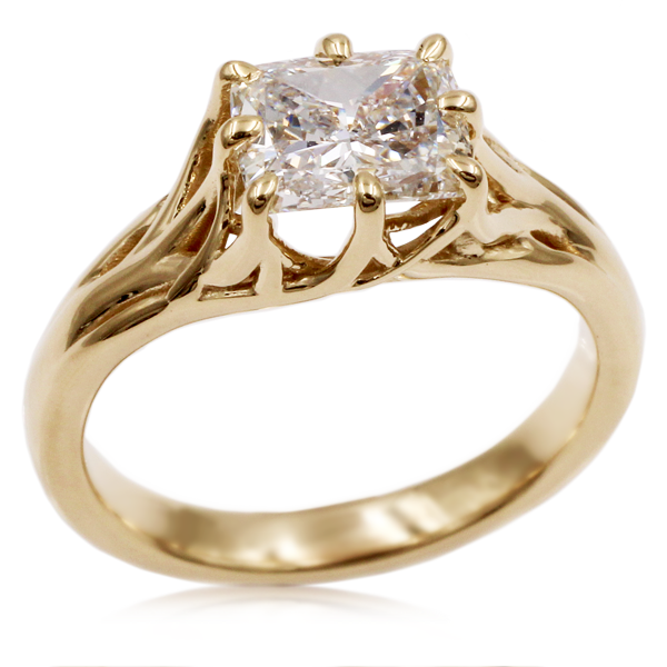 Simple Tree Branch Engagement Ring in Custom Design