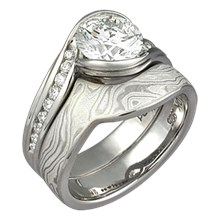 Carved Wave Engagement Ring